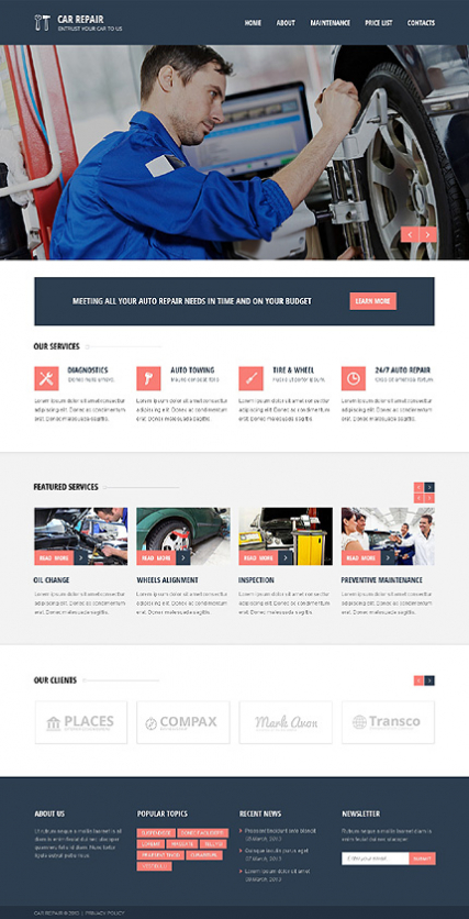 Auto Repair Website Template For Your Needs